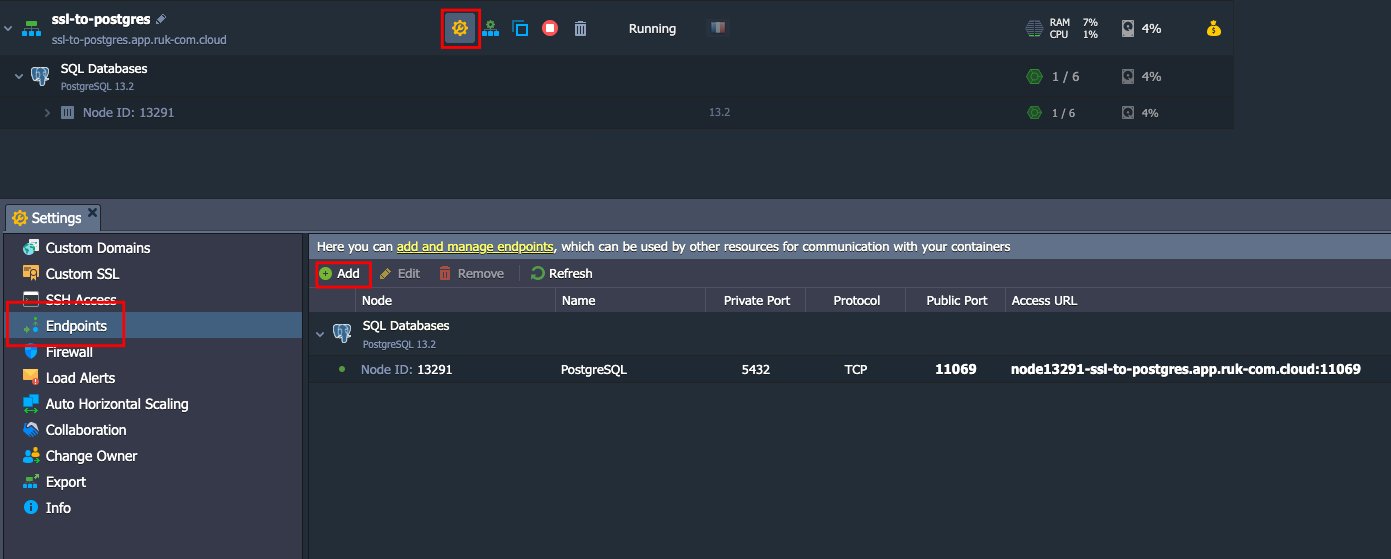 การสร้างการเชื่อมต่อ Ssl กับฐานข้อมูล Postgresql Server คู่มือการใช้งาน Ruk Com Cloud Paas