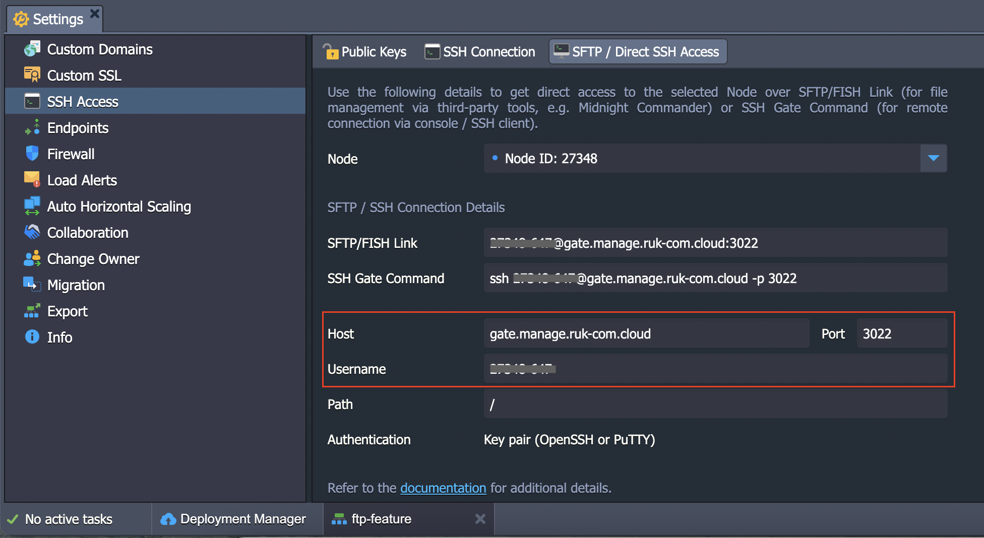 SFTP / Direct SSH Access - คู่มือการใช้งาน Ruk-Com Cloud (PAAS)